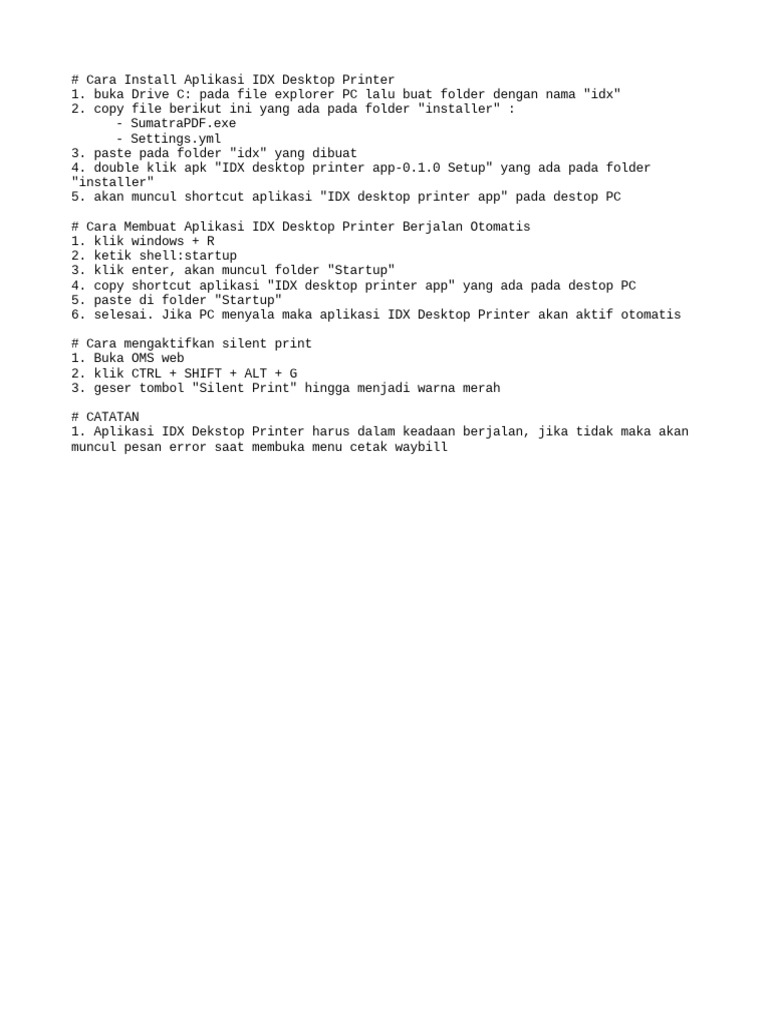 Panduan Instalasi IDX Desktop Printer | PDF | Game & Aktivitas | Komputer