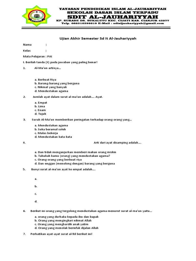 Soal Uas SD It | PDF