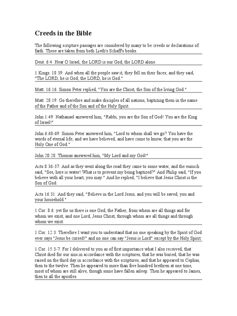 Creeds in The Bible | Download Free PDF | God The Father | Jesus