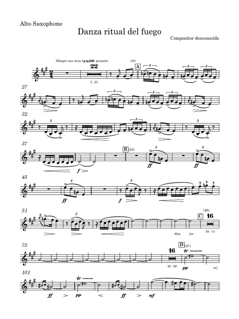 Danza Ritual Del Fuego | PDF | Saxophone | Woodwind Instruments