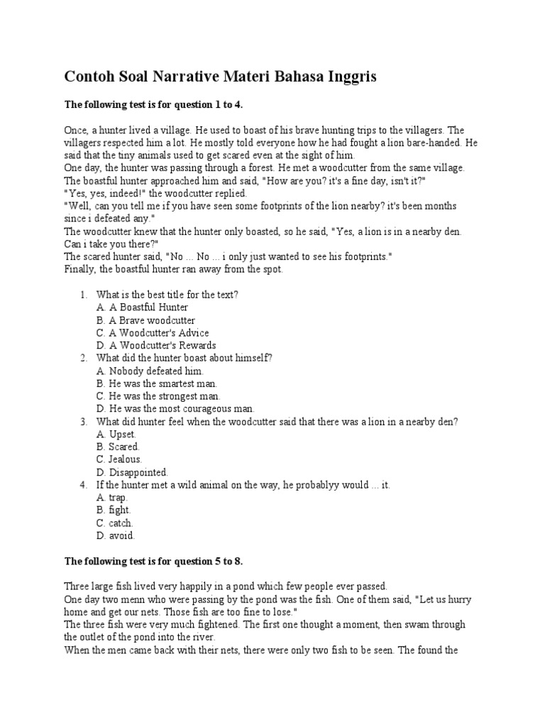 40 Contoh Soal Narrative Materi Bahasa Inggris | PDF | Mouse | Lion