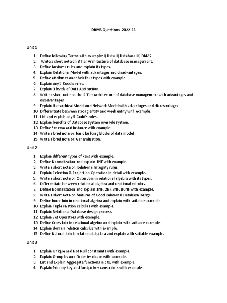 DBMS Graded Questions - 22-23 | PDF | Relational Model | Databases