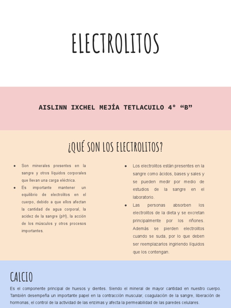 ELECTROLITOS | PDF | Sodio | Potasio