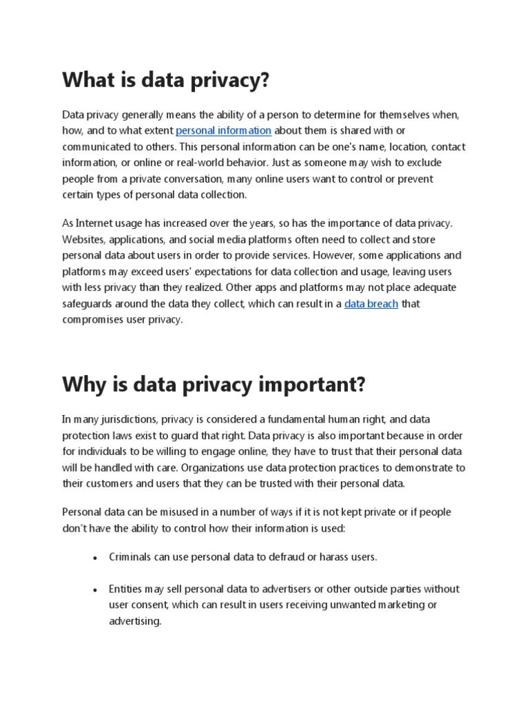 What Is Data Privacy | PDF | Privacy | Internet Privacy