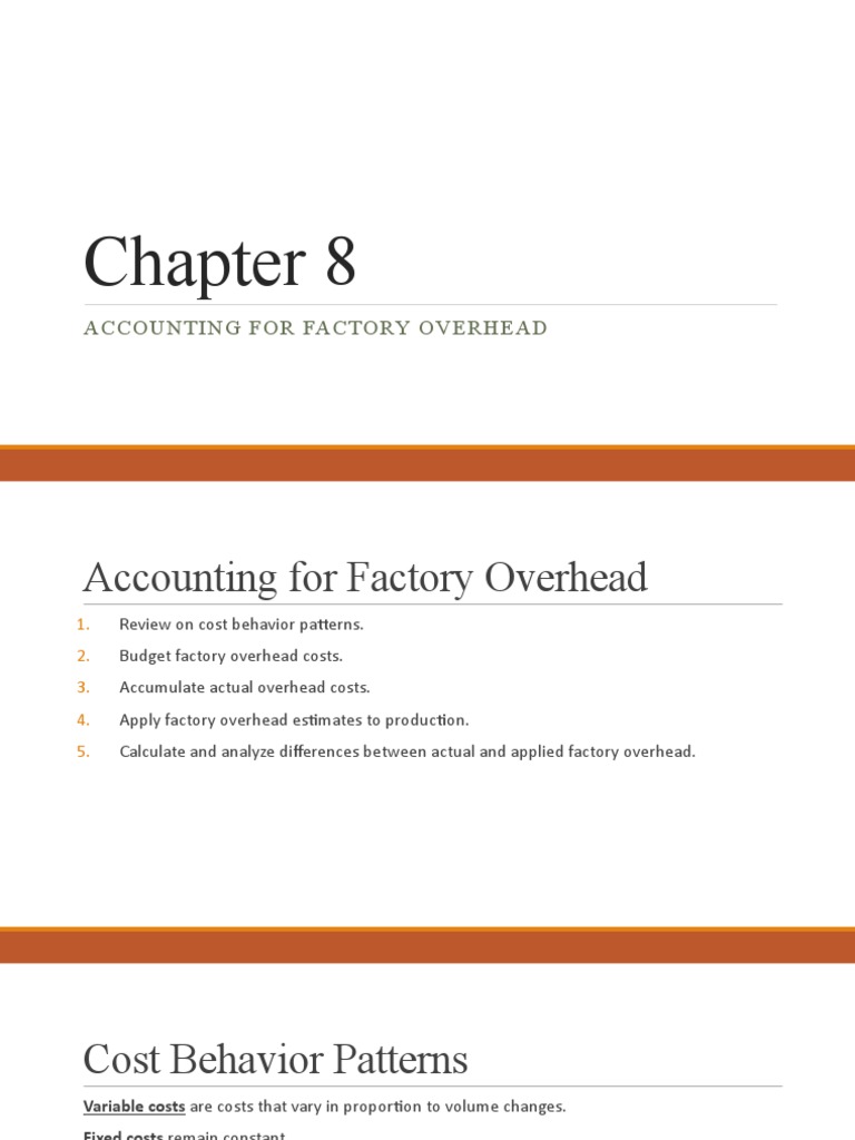 Chapter 8 - Accounting For Factory Overhead | PDF | Labour Economics | Cost