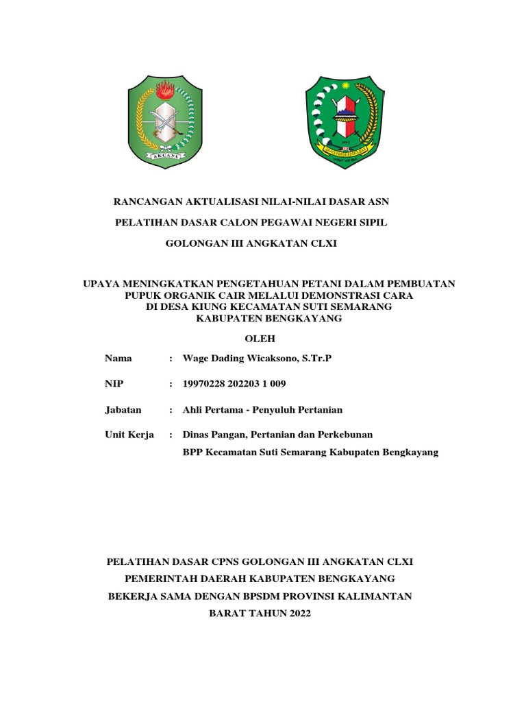 Rancangan Aktualisasi Latsar | PDF