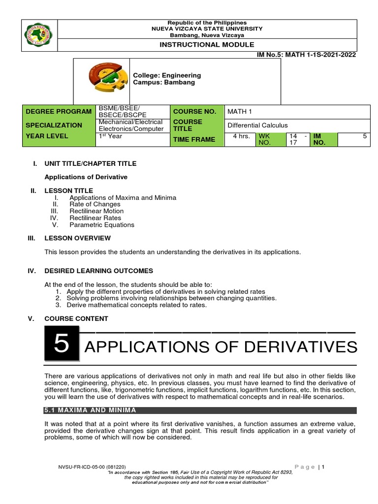 CALCULUS Module Final 5 | PDF | Area | Geometry