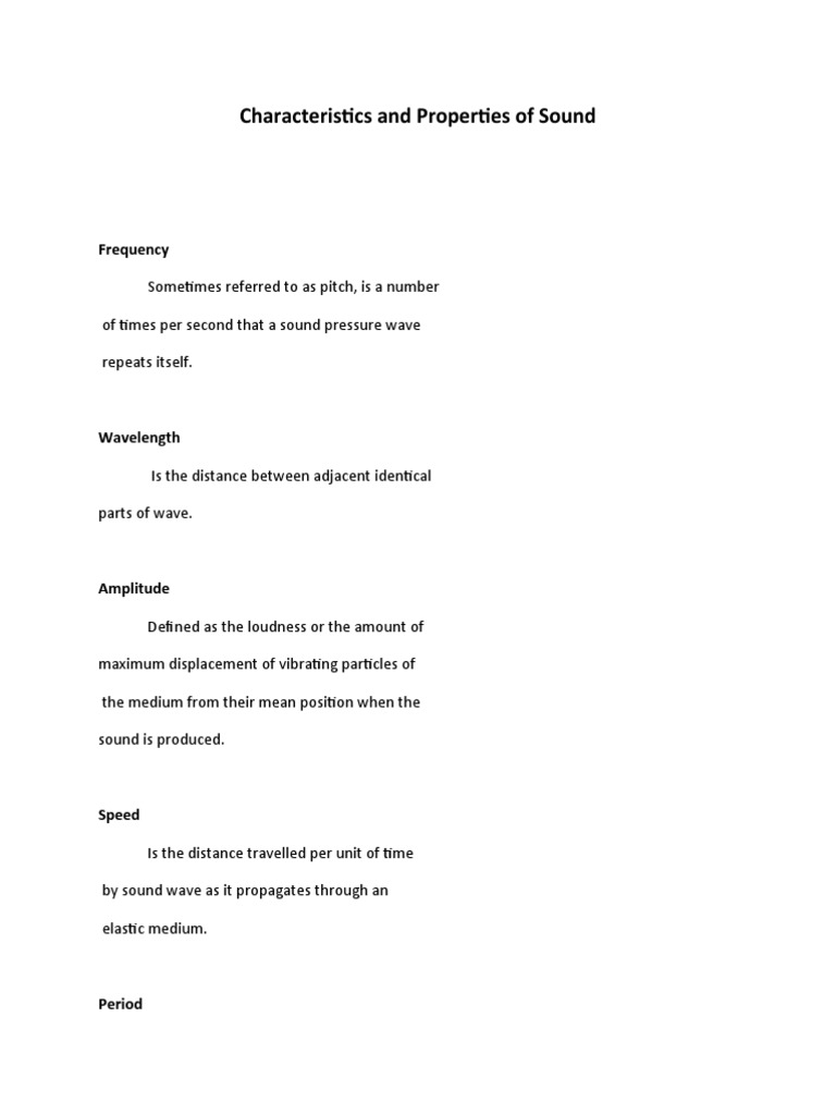 Characteristics and Properties of Sound | PDF