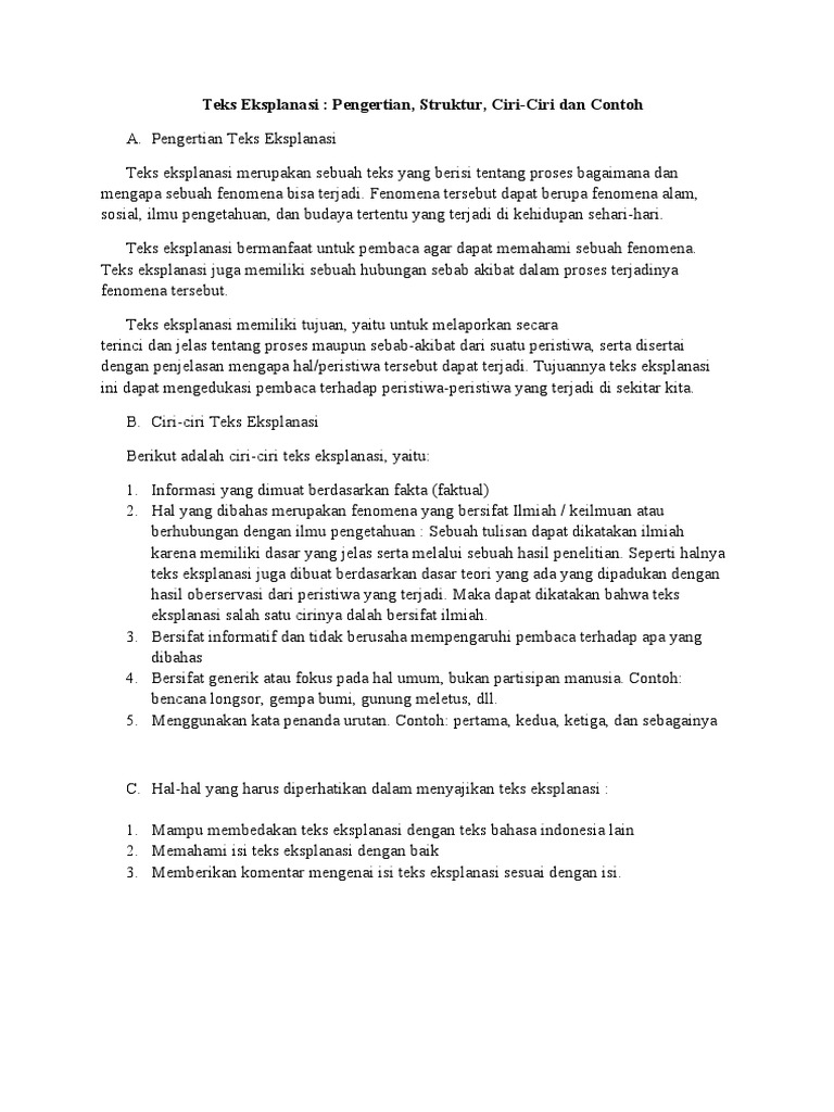 Teks Eksplanasi Bab II Kelas XI | PDF