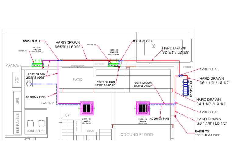 Ground FLR VRF Pipe Size | PDF | Building Engineering | Civil Engineering
