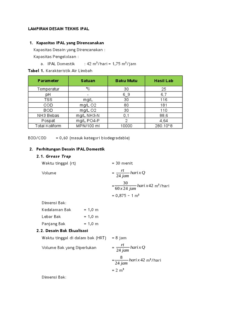 Lampiran Desain Teknis Ipal | PDF