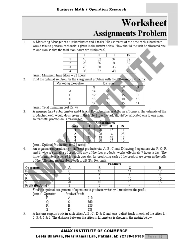 Worksheet Assignment 26772566 | PDF | Mathematical Optimization