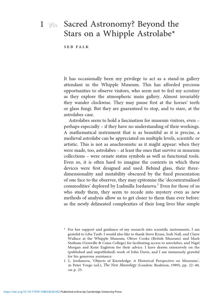 Sacred Astronomy Beyond The Stars On A Whipple Astrolabe | PDF | Science