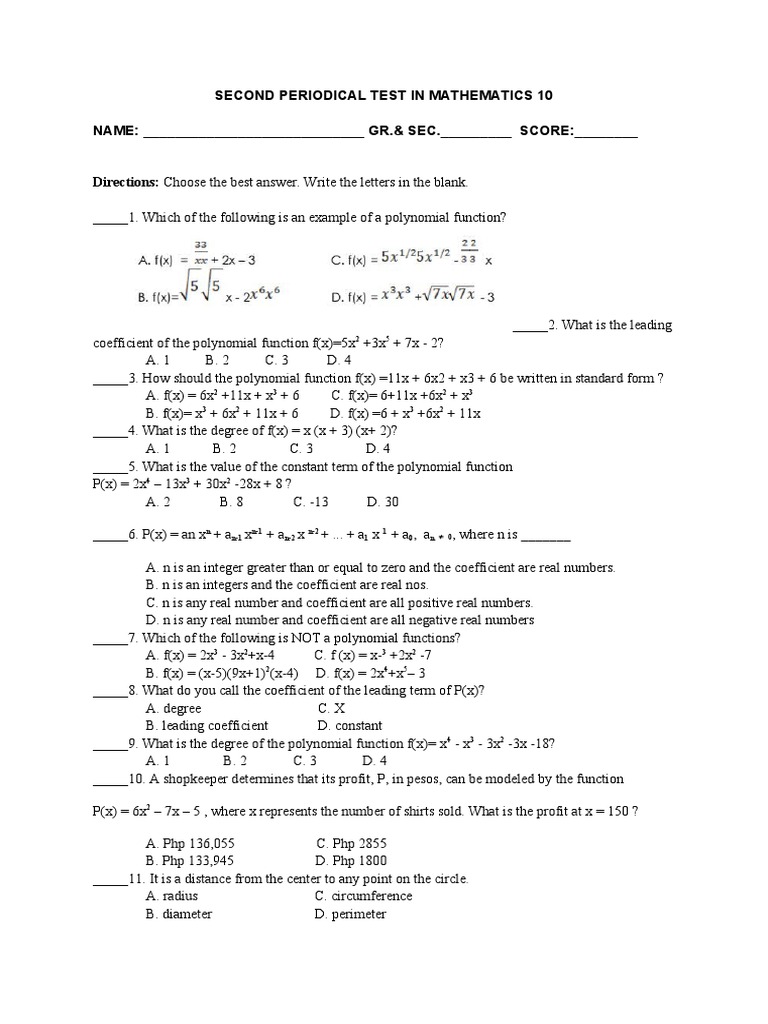 PT g10 Mathematics | PDF | Circle | Angle