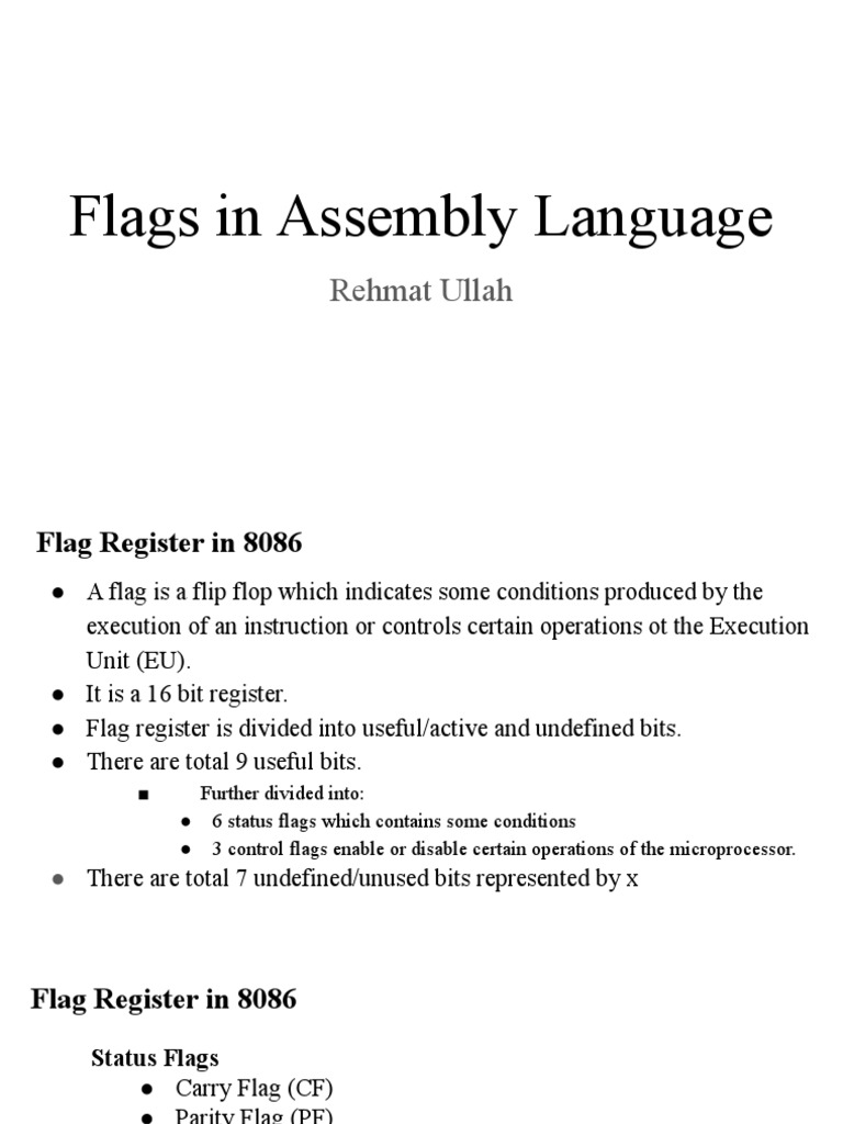 Flags in Assembly Language | PDF | Computer Programming | Office Equipment