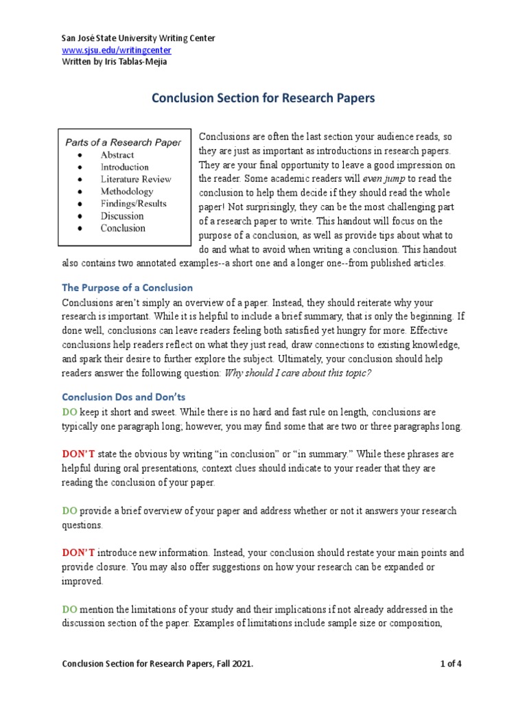 Conclusion Section For Research Papers | PDF | Design | Placebo ...