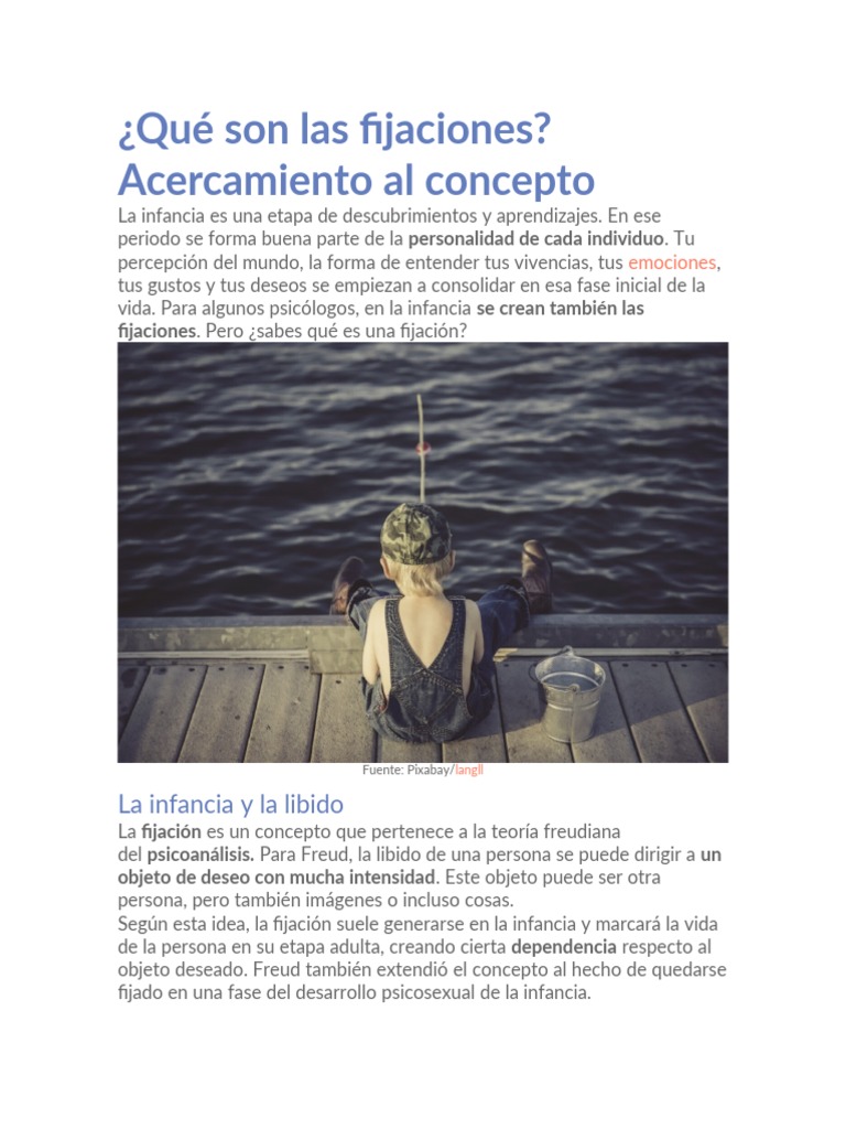 Qué Son Las Fijaciones | PDF | Libido | Psicoanálisis