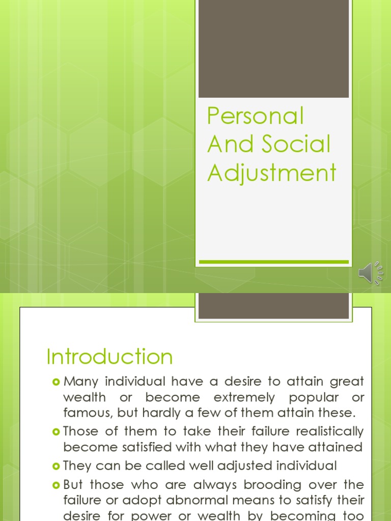 Personal and Social Adjustment Introduction | PDF | Perception | Behavior