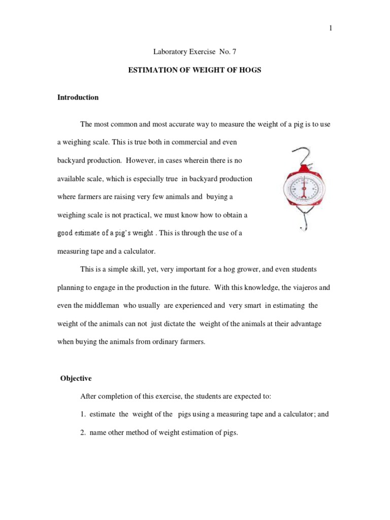 Laboratory Exercise No 7 11 | PDF | Weight | Pig