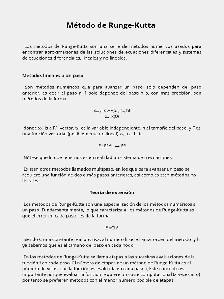 Metodo de Runge-Kutta | PDF | Análisis numérico | Ecuaciones