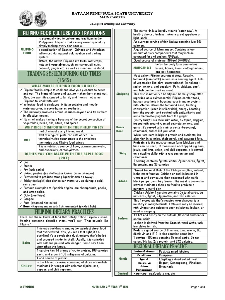 Nutri Lab - Filipino Food Culture and Traditions | PDF | Fasting | Foods