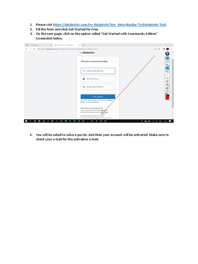 Sign Up For A Databricks Community Edition Account | PDF