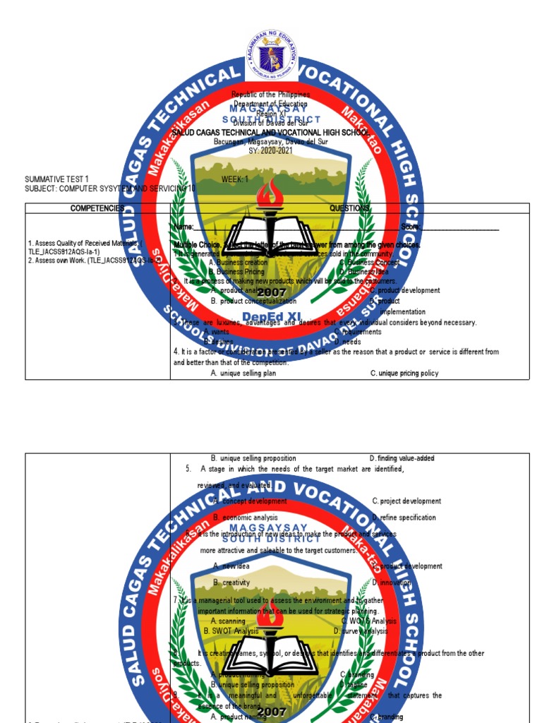 Css 10 Summative Test 1 Pdf Operating System Office Equipment