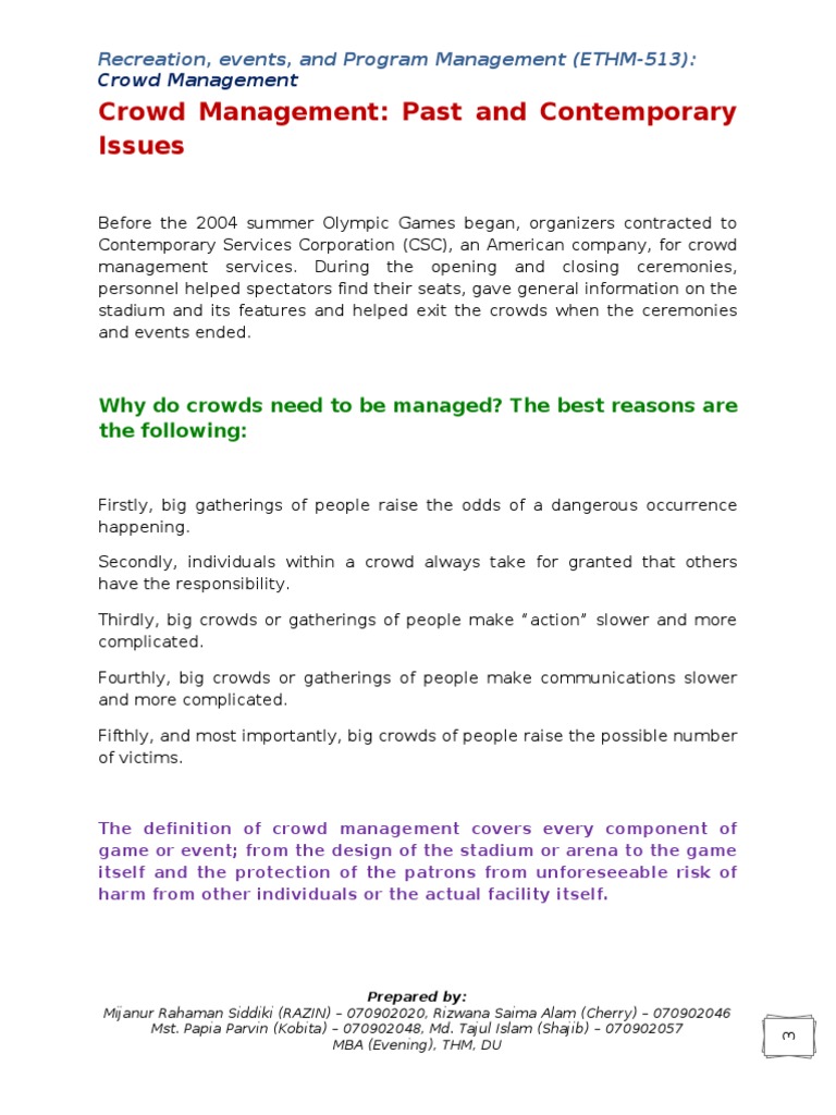 Crowd Management | PDF | Police | Ticket (Admission)