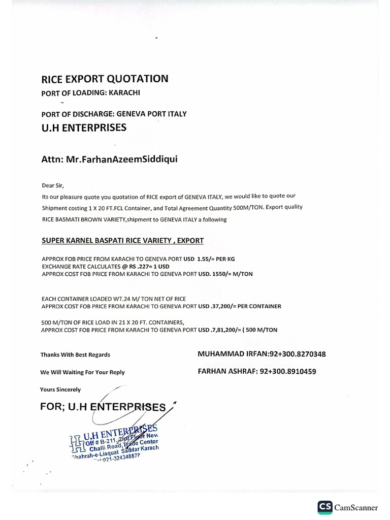 3 VARIETY RICE Quotation | PDF