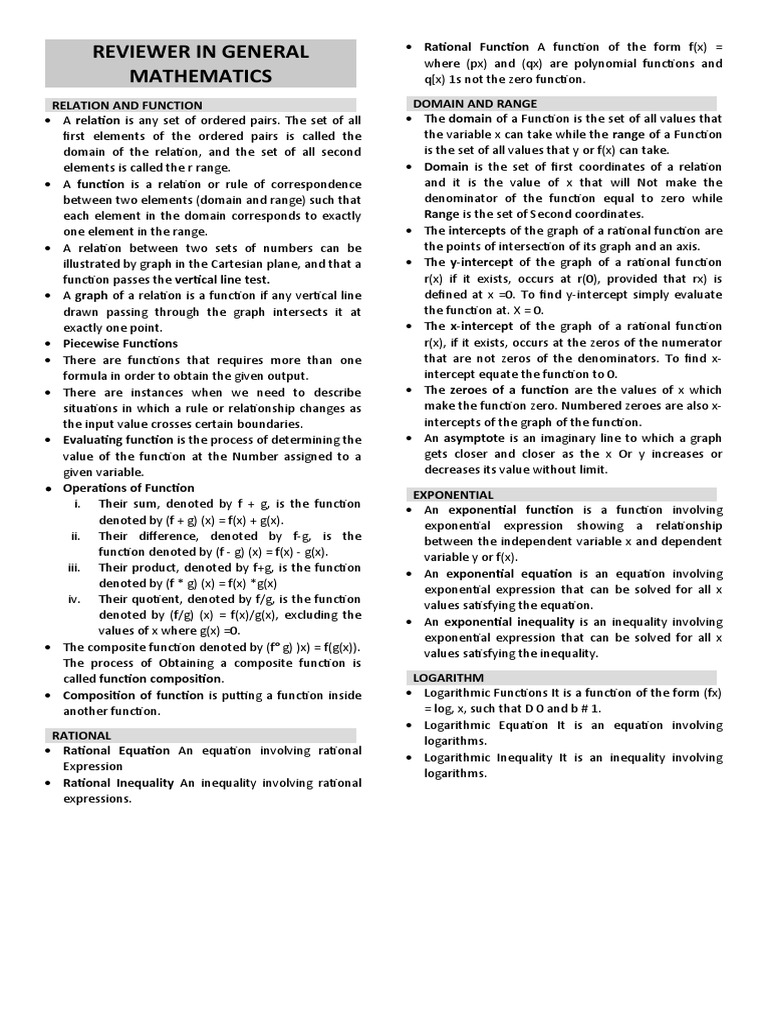 Gen Math | PDF | Function (Mathematics) | Exponential Function