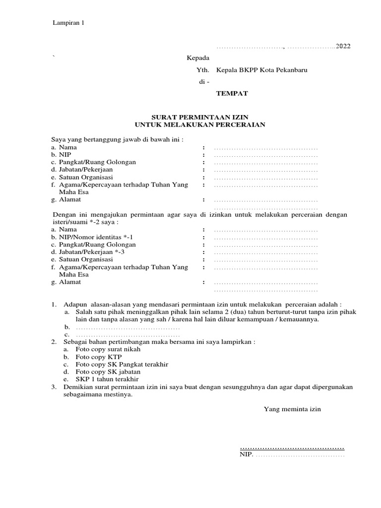 Surat Izin Perceraian PNS | PDF