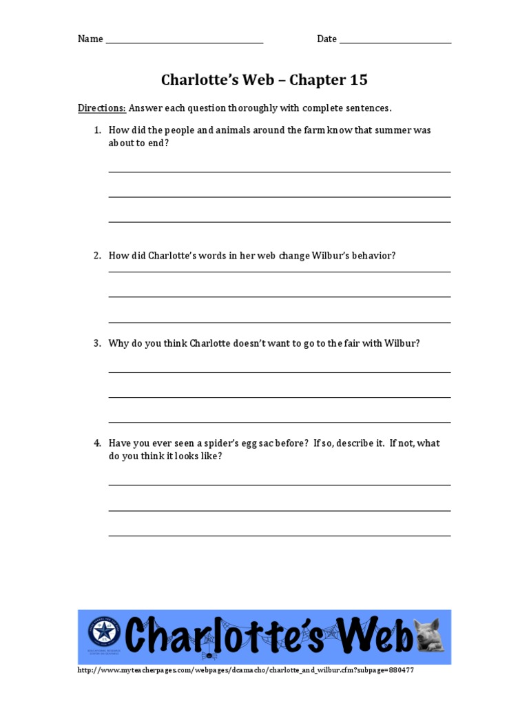 Charlotte's Web Questions | PDF