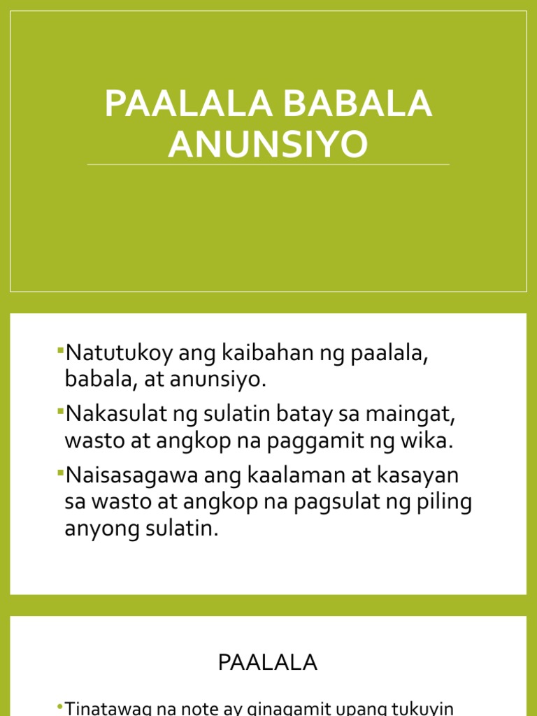 Paalala Babala Anunsiyo | PDF