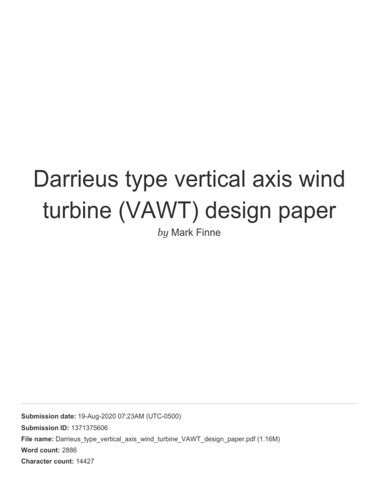 1.10. Darrieus Type Vertical Axis Wind Turbine VAWT Design Paper | PDF ...