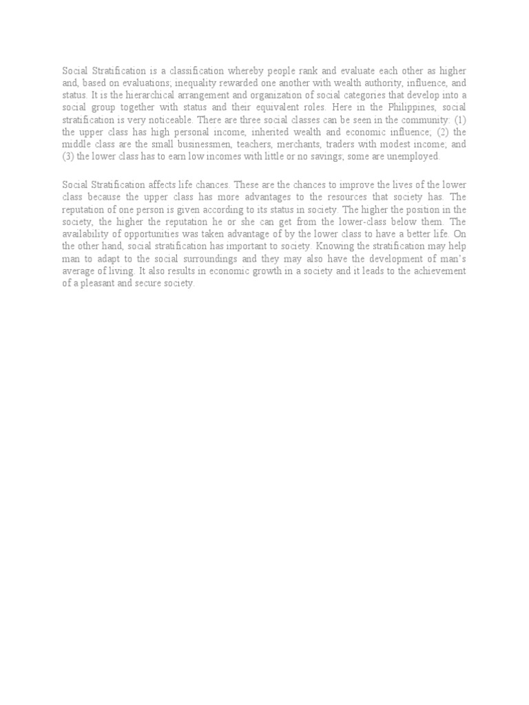 Understanding Social Stratification in the Philippines | PDF | Social ...