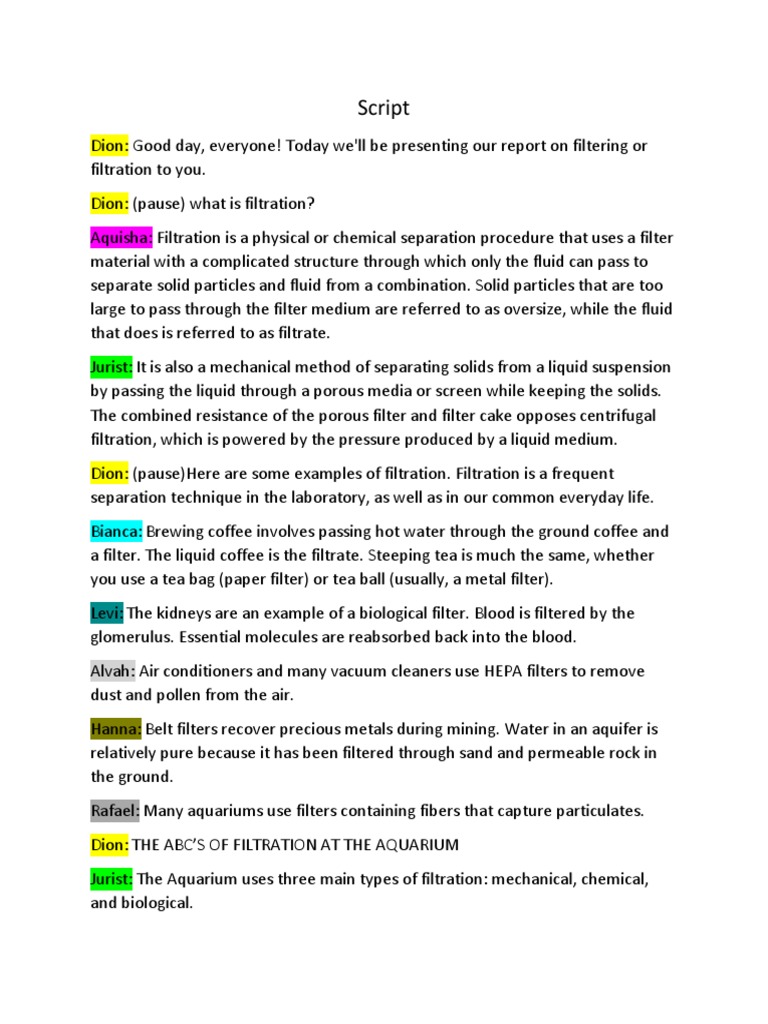 Script Science 1 | PDF | Filtration | Chemistry