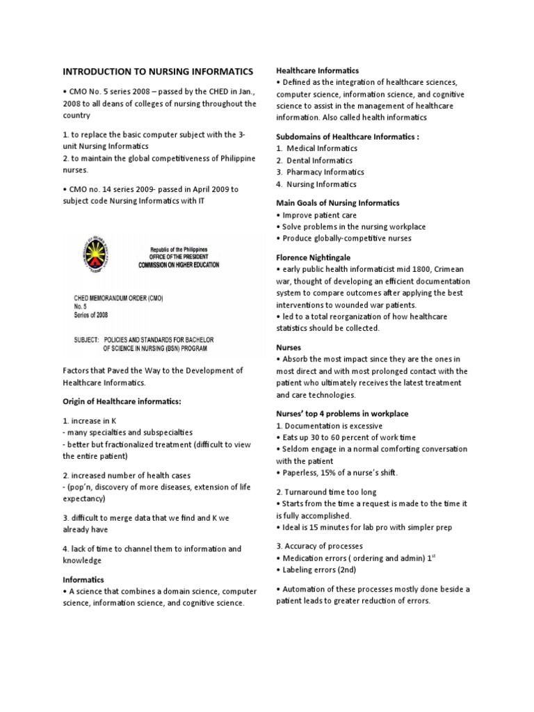 Introduction To Nursing Informatics | PDF | Health Informatics | Nursing