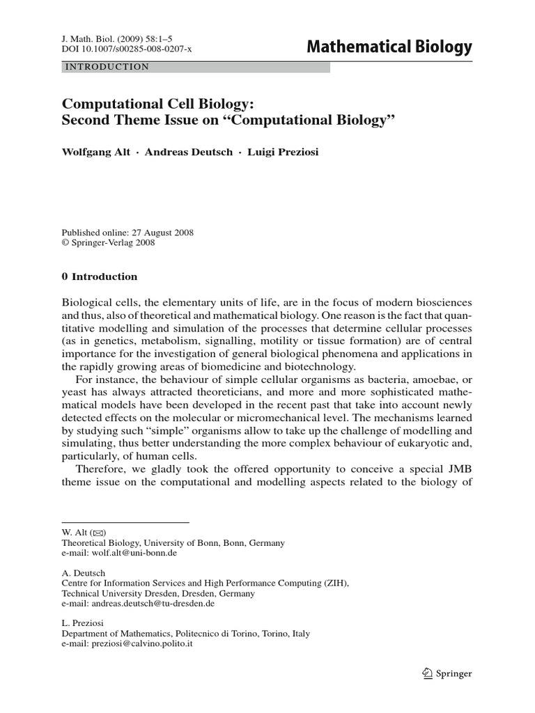 Computational Cell Biology Second Theme | PDF | Cell Migration | Systems Biology
