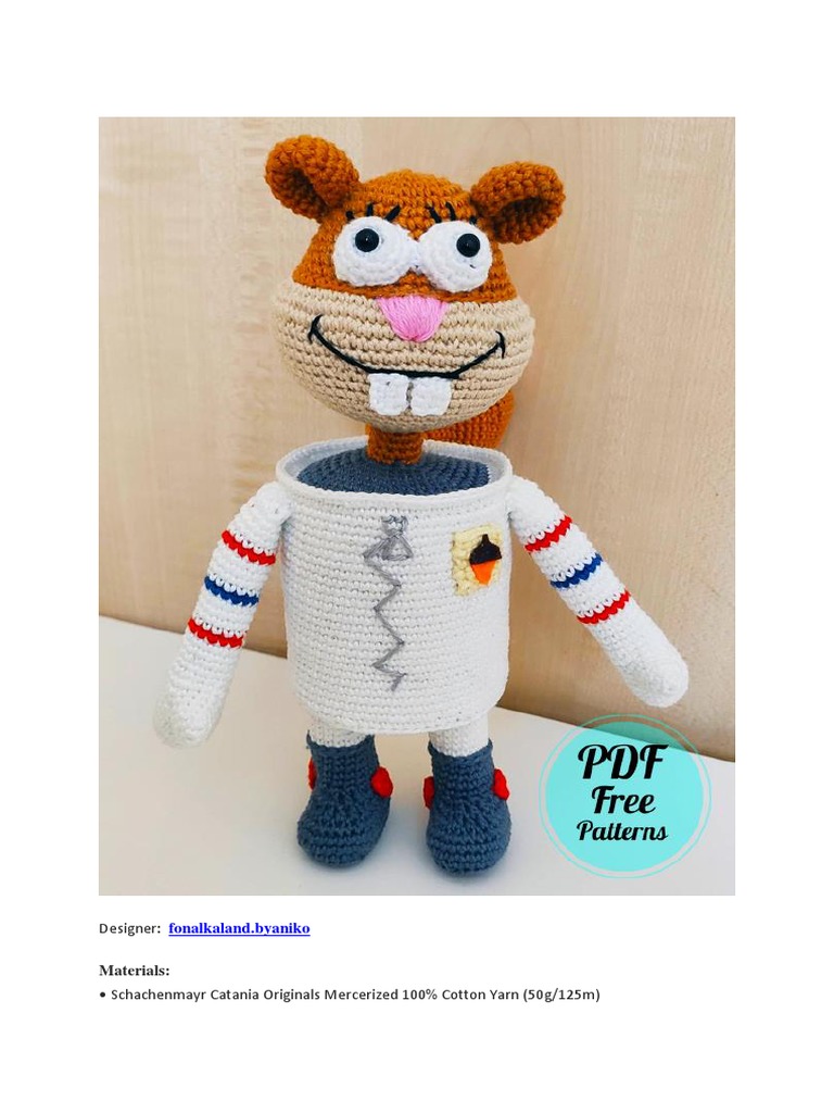 Sandy Cheeks Amigurumi Pattern | PDF | Crochet | Figured Fabrics