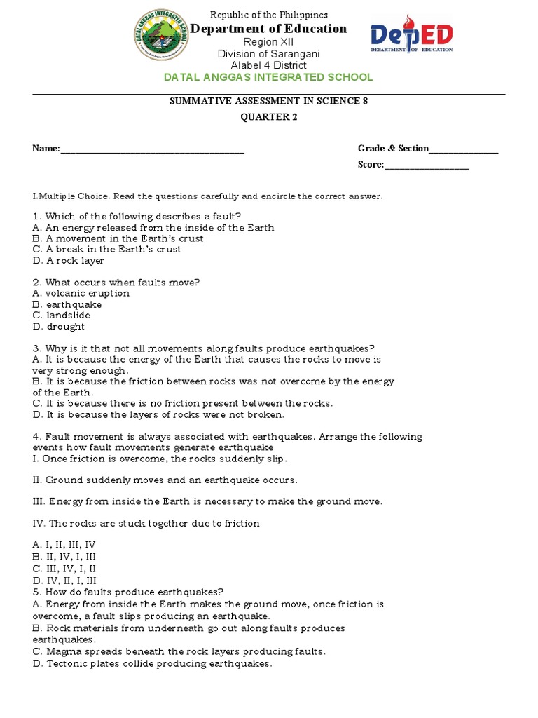 Grade 8 Science 2nd Quarter Test Key | PDF | Tropical Cyclones | Meteoroid