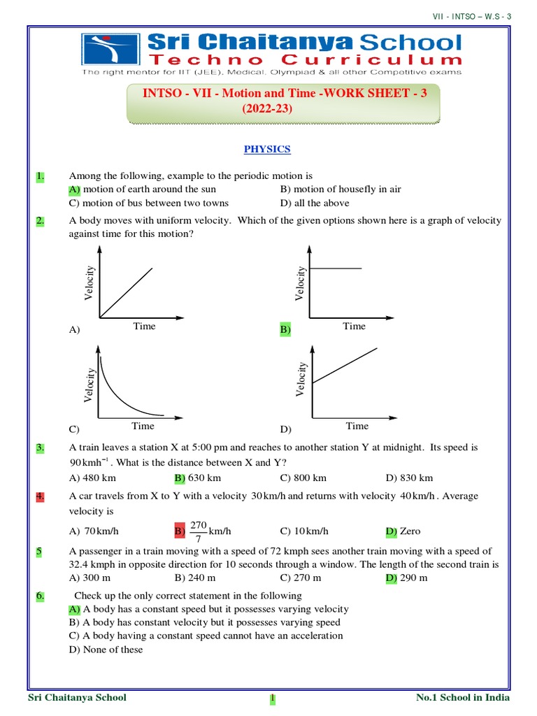 Intso Physics Worksheet 3 | PDF | Velocity | Speed