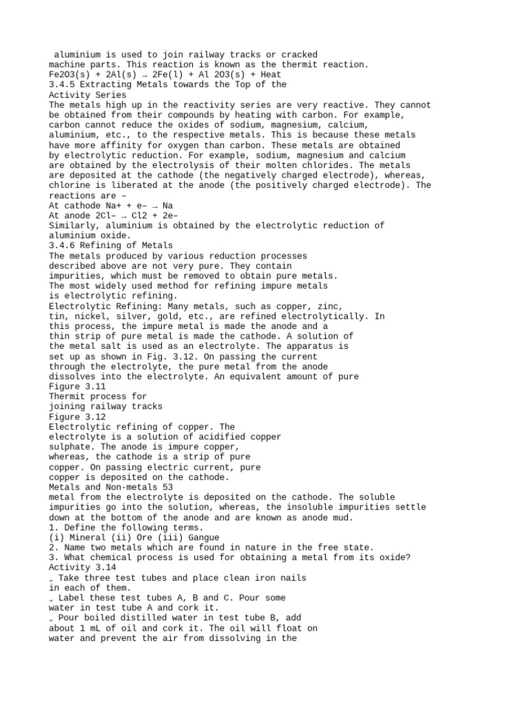 Metals and Non Metals Notes | PDF | Oxide | Metals