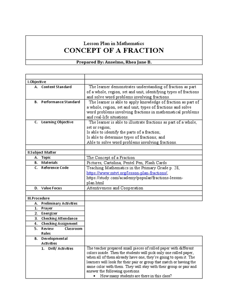 Math Lesson Plan | PDF | Lesson Plan | Learning