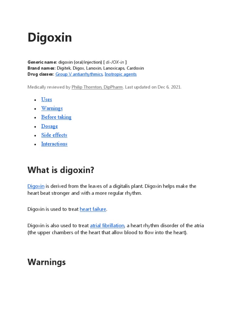 Digoxin | PDF | Heart | Chemistry