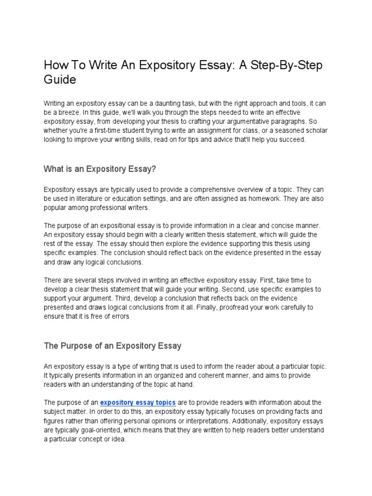 How To Write An Expository Essay - A Step-By-Step Guide | Download Free ...
