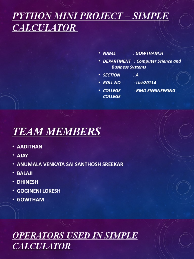 Python Mini Project - Simple Calculator | PDF