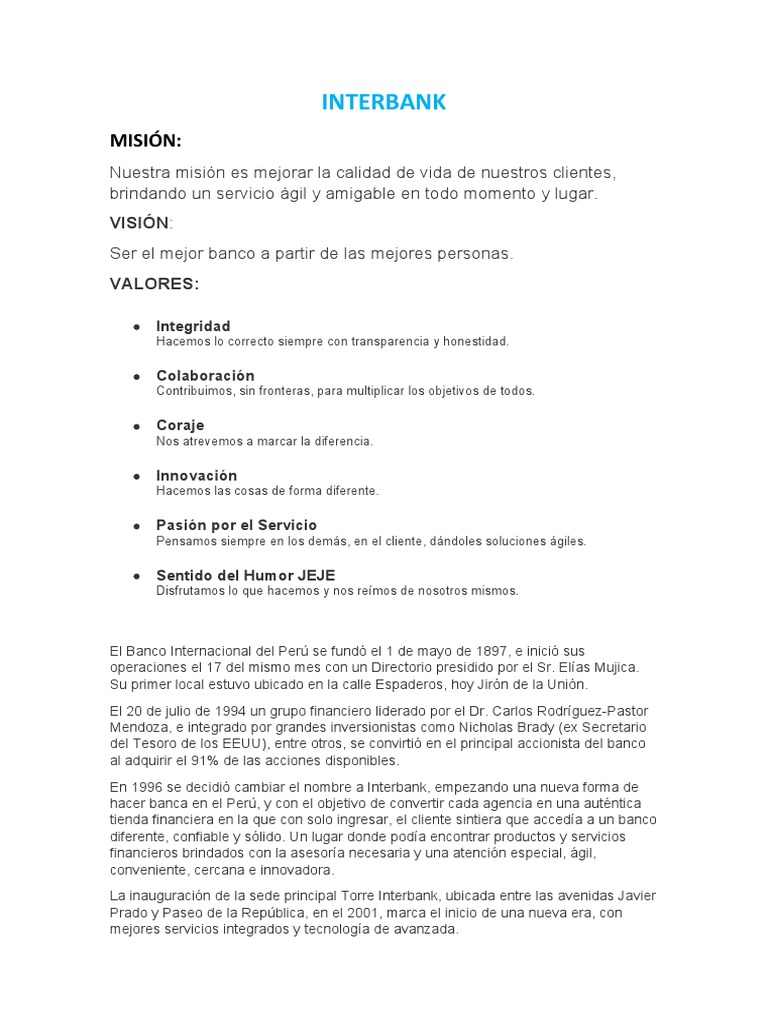 Interbank: Innovación y Servicio Ágil | PDF | Economias