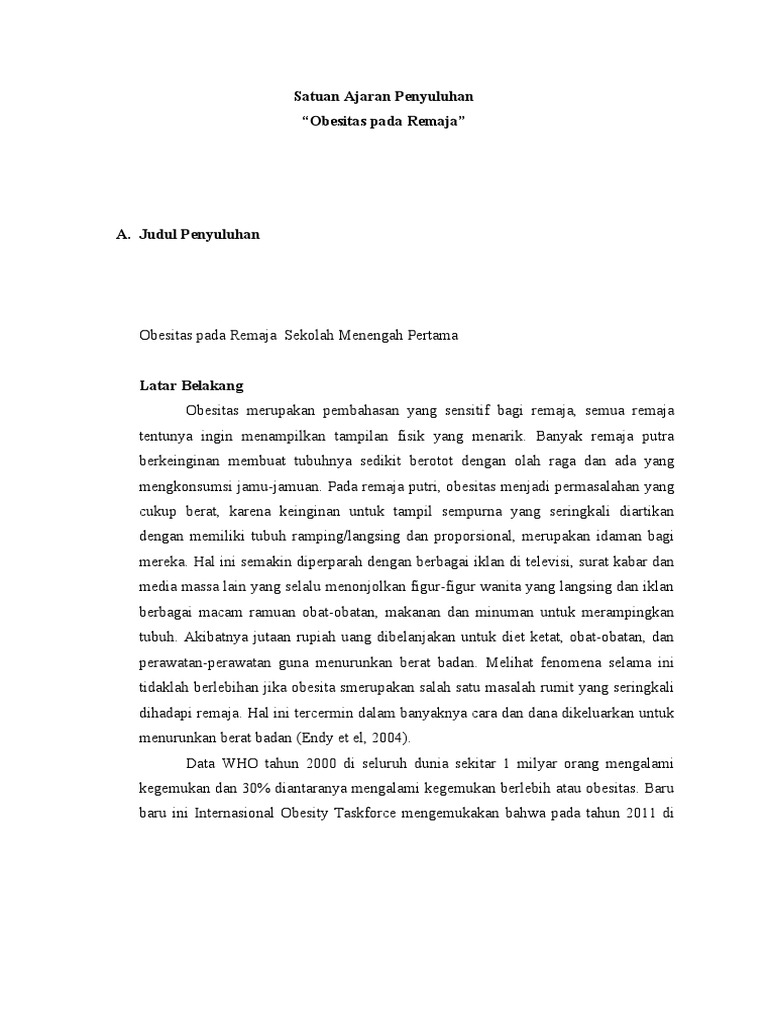 SAP Obesitas Pada Remaja | PDF
