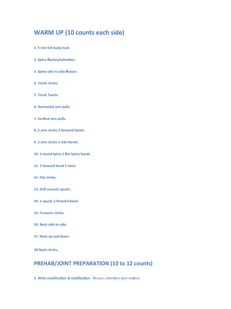 Warmup, Prehab and Cooldown | PDF | Cooking, Food & Wine | Science & Mathematics