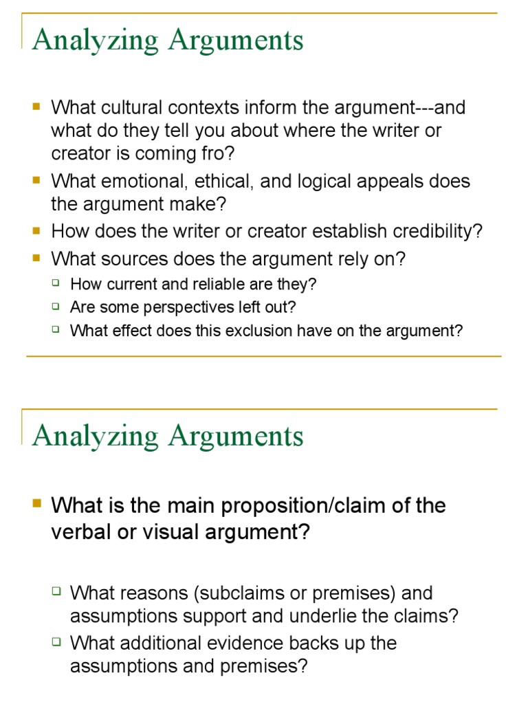 Analyzing Arguments Powerpoint Slides Pdf